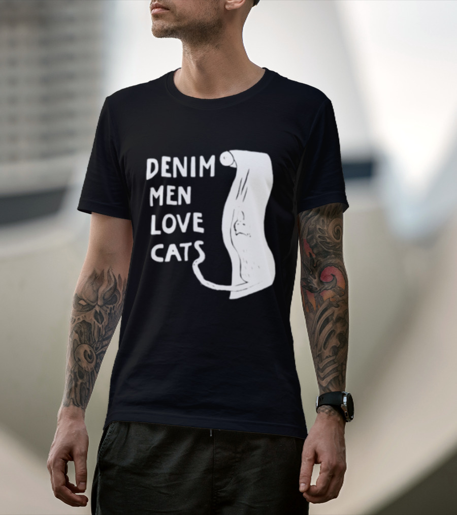 Denim Men Love Cats Fashion T-Shirt