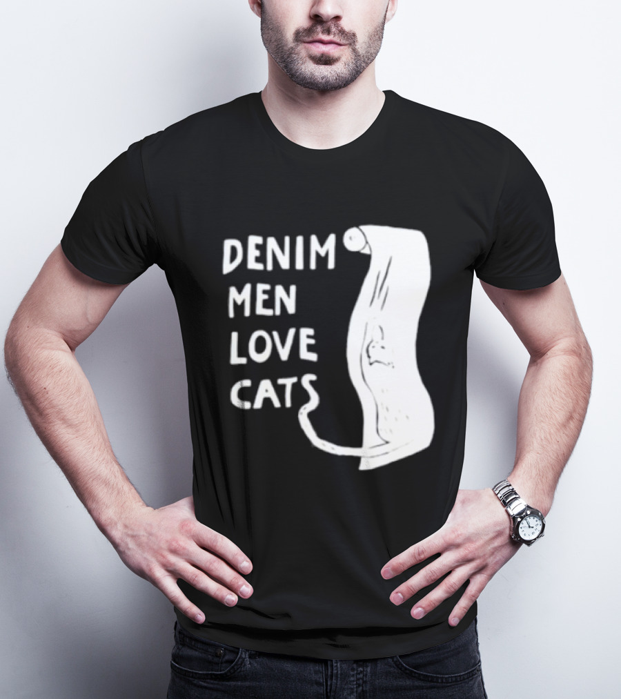 Denim Men Love Cats Fashion T-Shirt