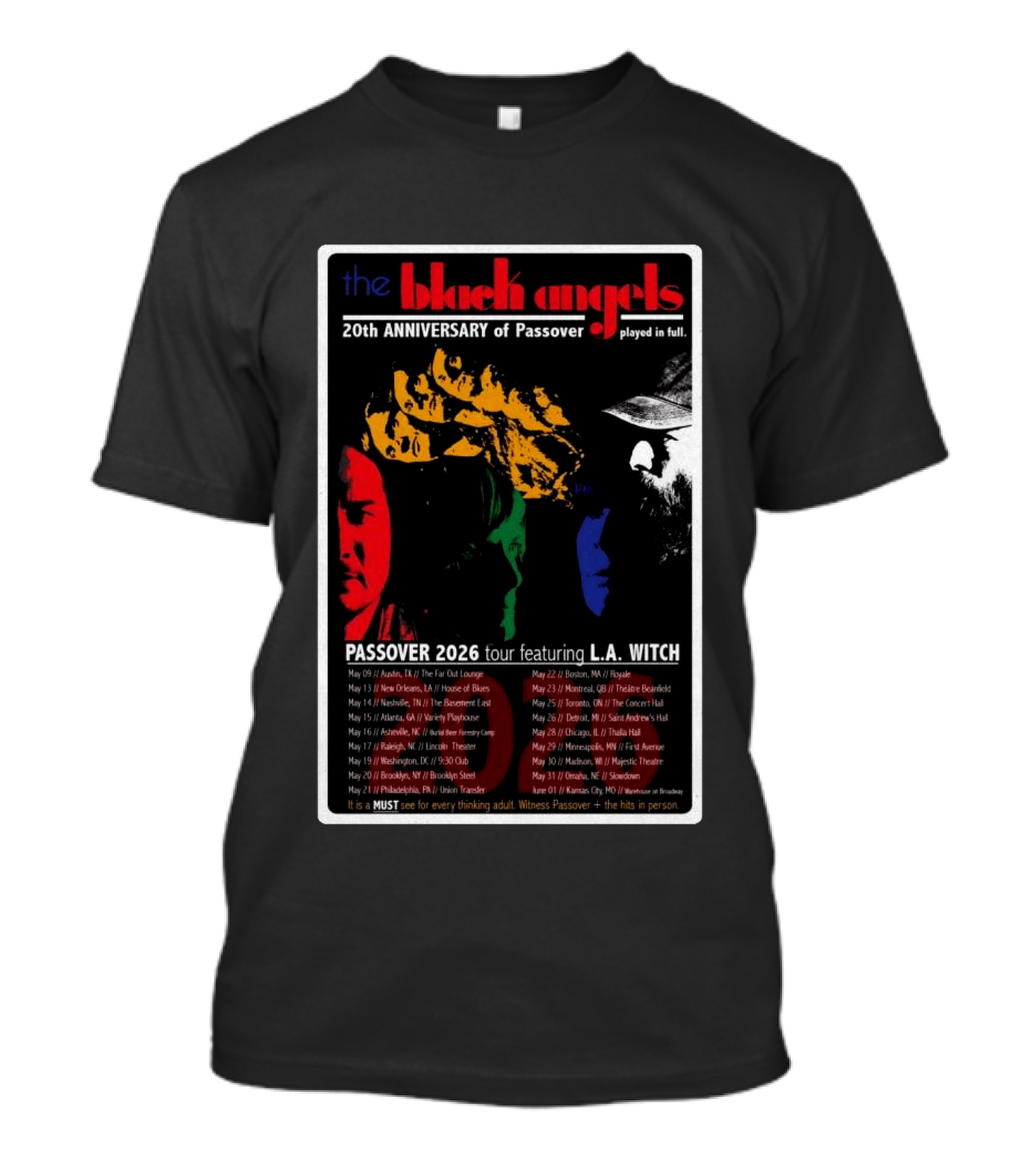 The Black Angels 20th Anniversary Passover 2026 Tour Featuring L.A. Witch T-Shirt