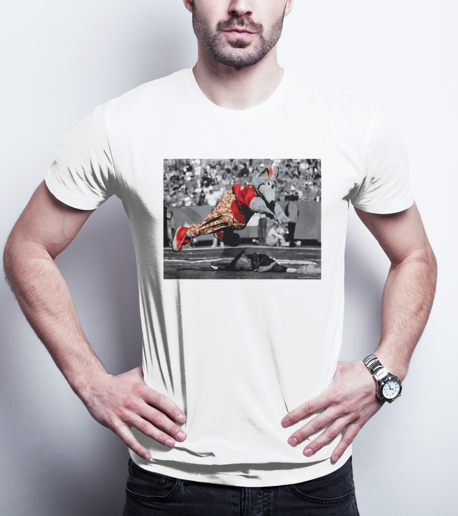 Cyrus Allen K.C. Wolf Flying Leap Football Mascot Action T-Shirt