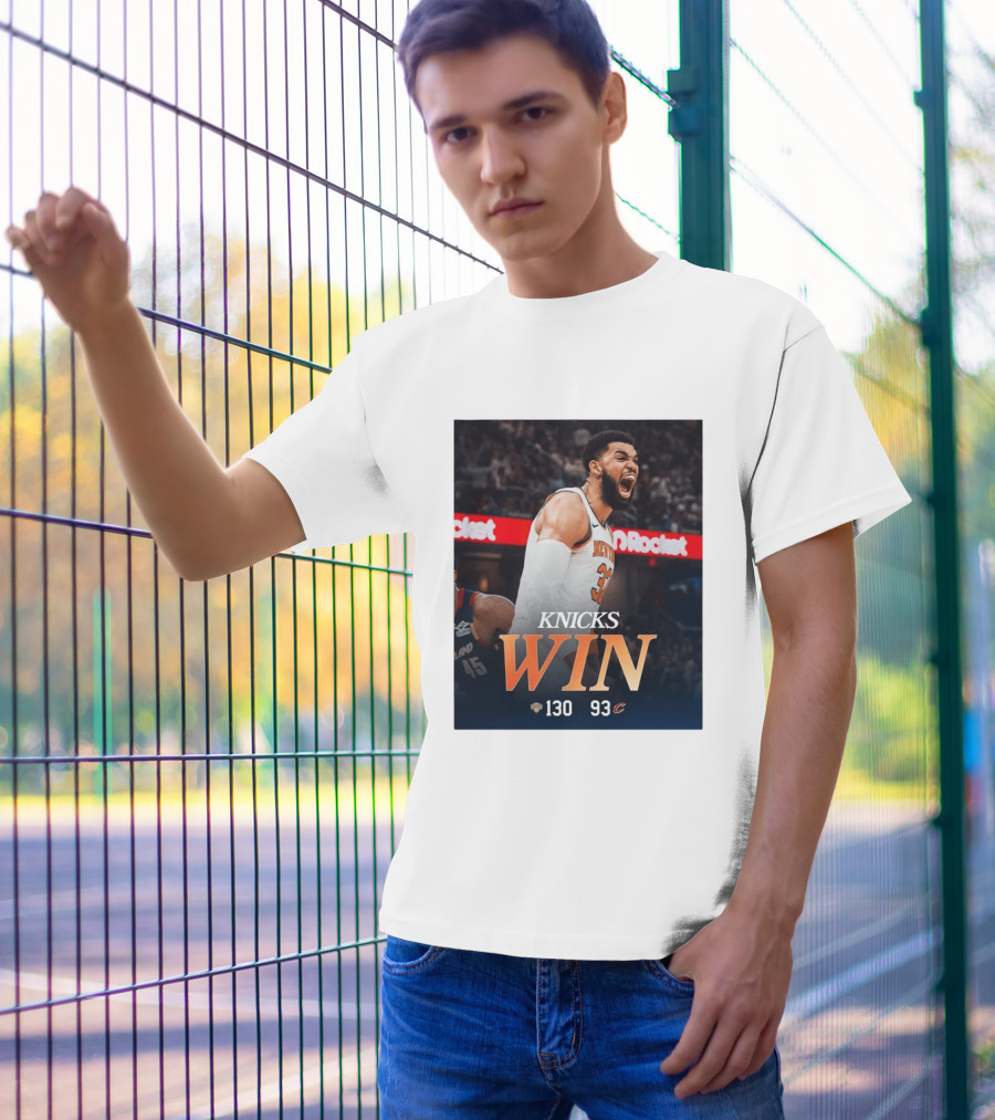 Knicks Win 130 93 Celebration Victory Over Cleveland Playoffs Sweep T-Shirt