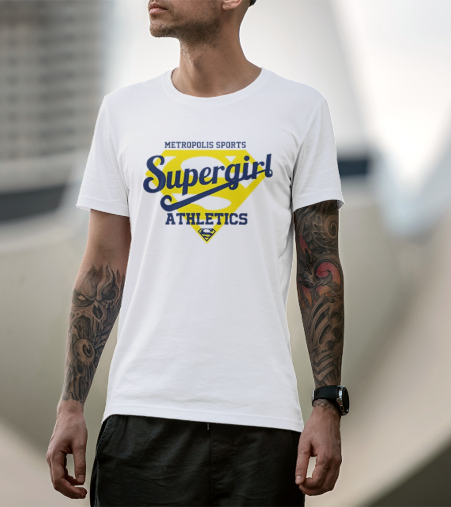 Supergirl Athletics Metropolis Sports Iconic Yellow Shield T-Shirt