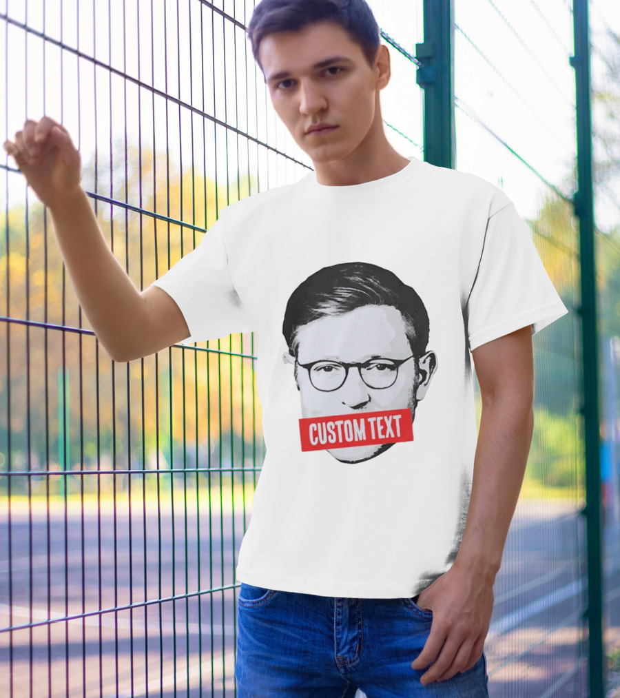 Mike Johnson Silenced Voice Custom Text Stencil T-Shirt