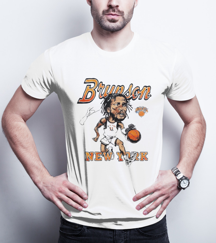 Jalen Brunson New York Knicks Cartoon Basketball Player T-Shirt