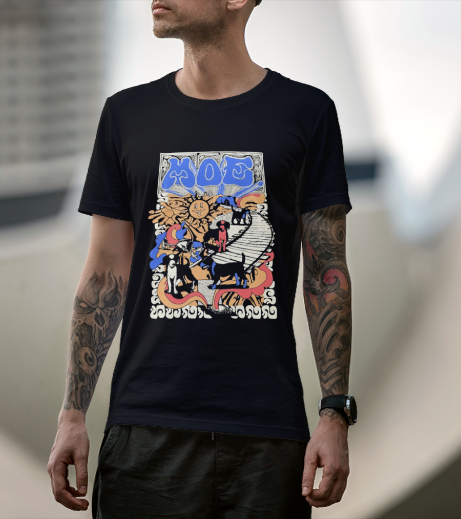 MOE Colorful Sun And Figures Pathway T-Shirt