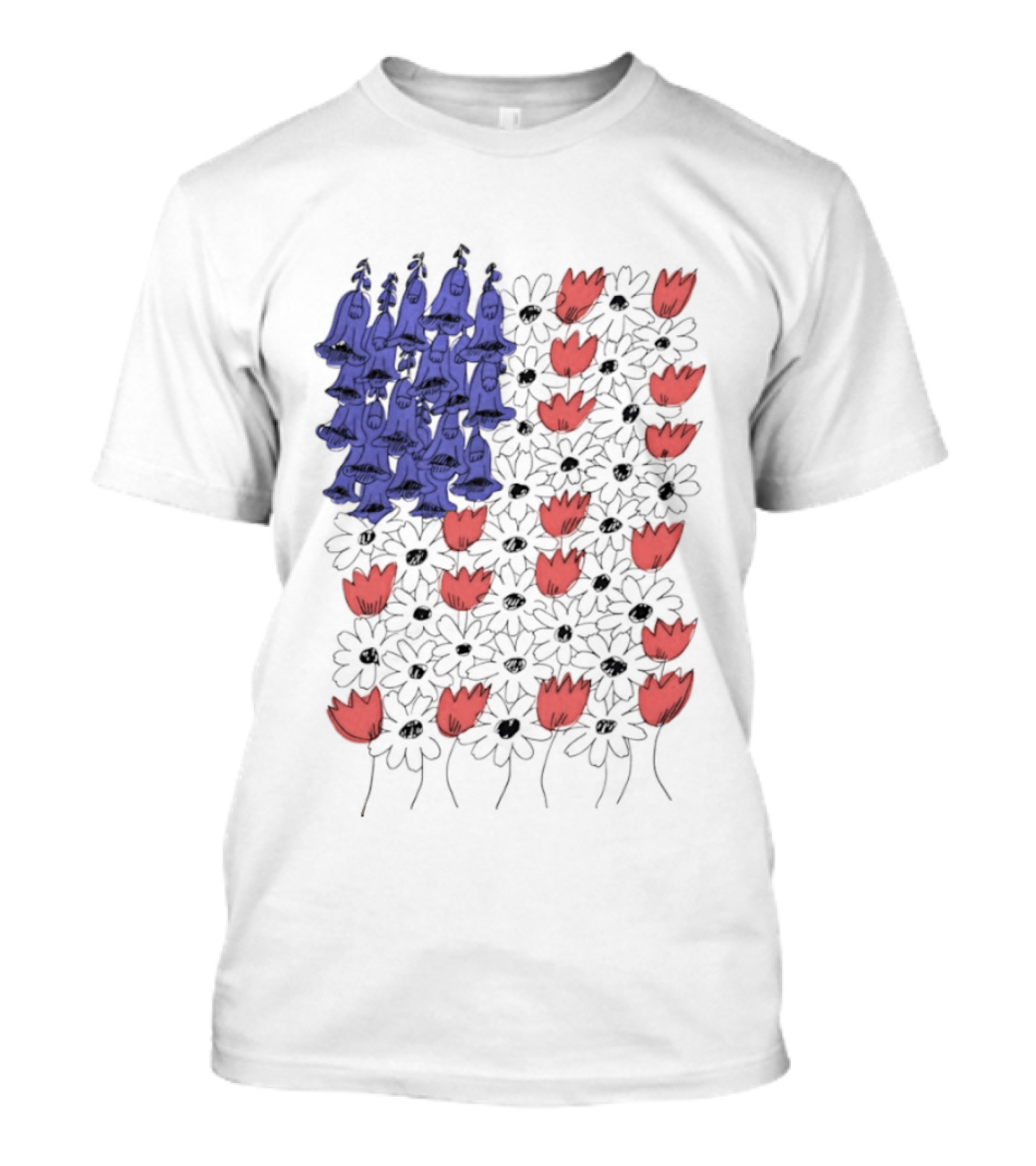 Fourth Of July Foxglove Daisy Tulip Subtle F Trump USA 250 Birthday T-Shirt