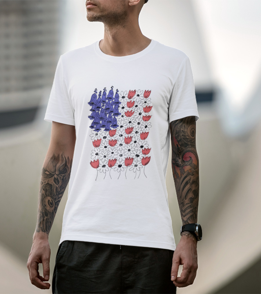 Fourth Of July Foxglove Daisy Tulip Subtle F Trump USA 250 Birthday T-Shirt