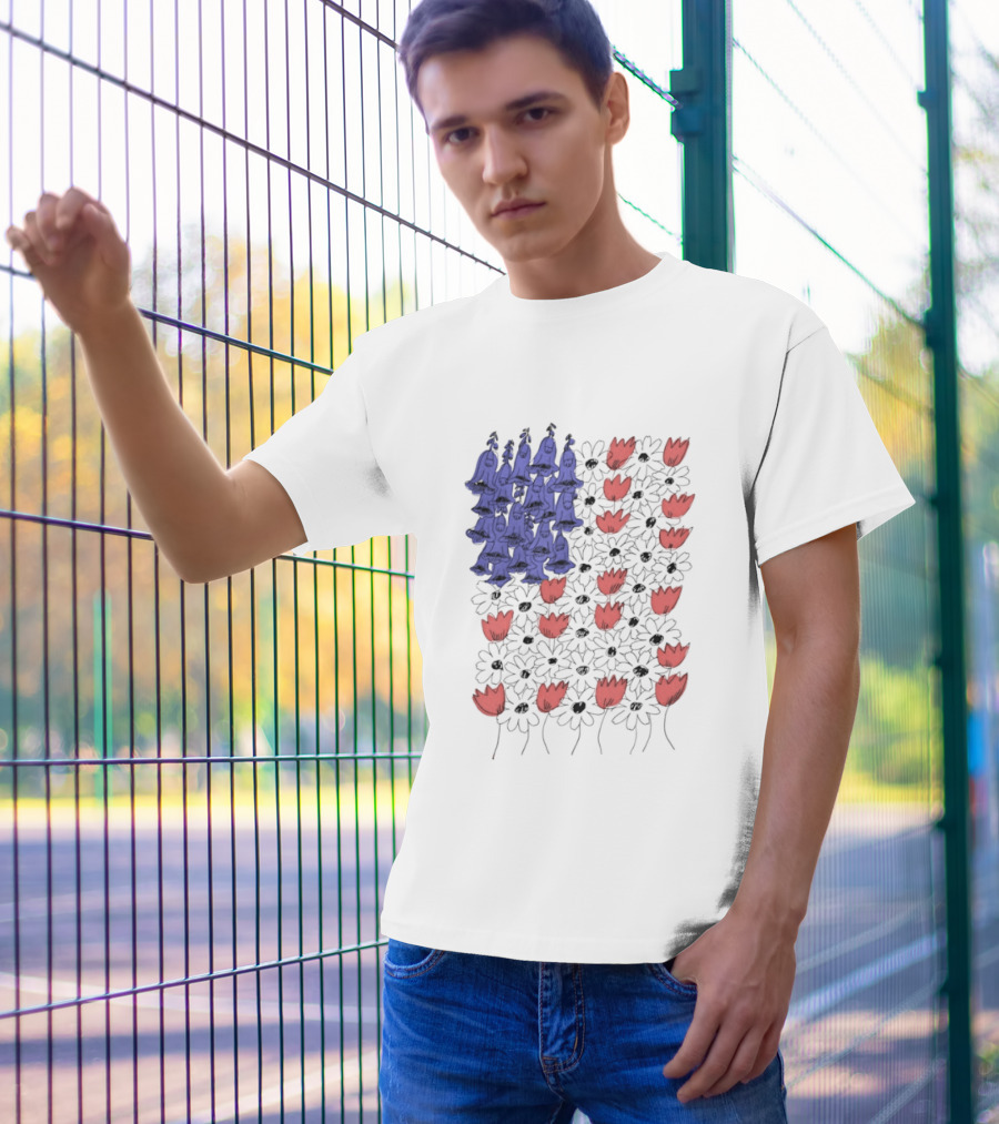 Fourth Of July Foxglove Daisy Tulip Subtle F Trump USA 250 Birthday T-Shirt