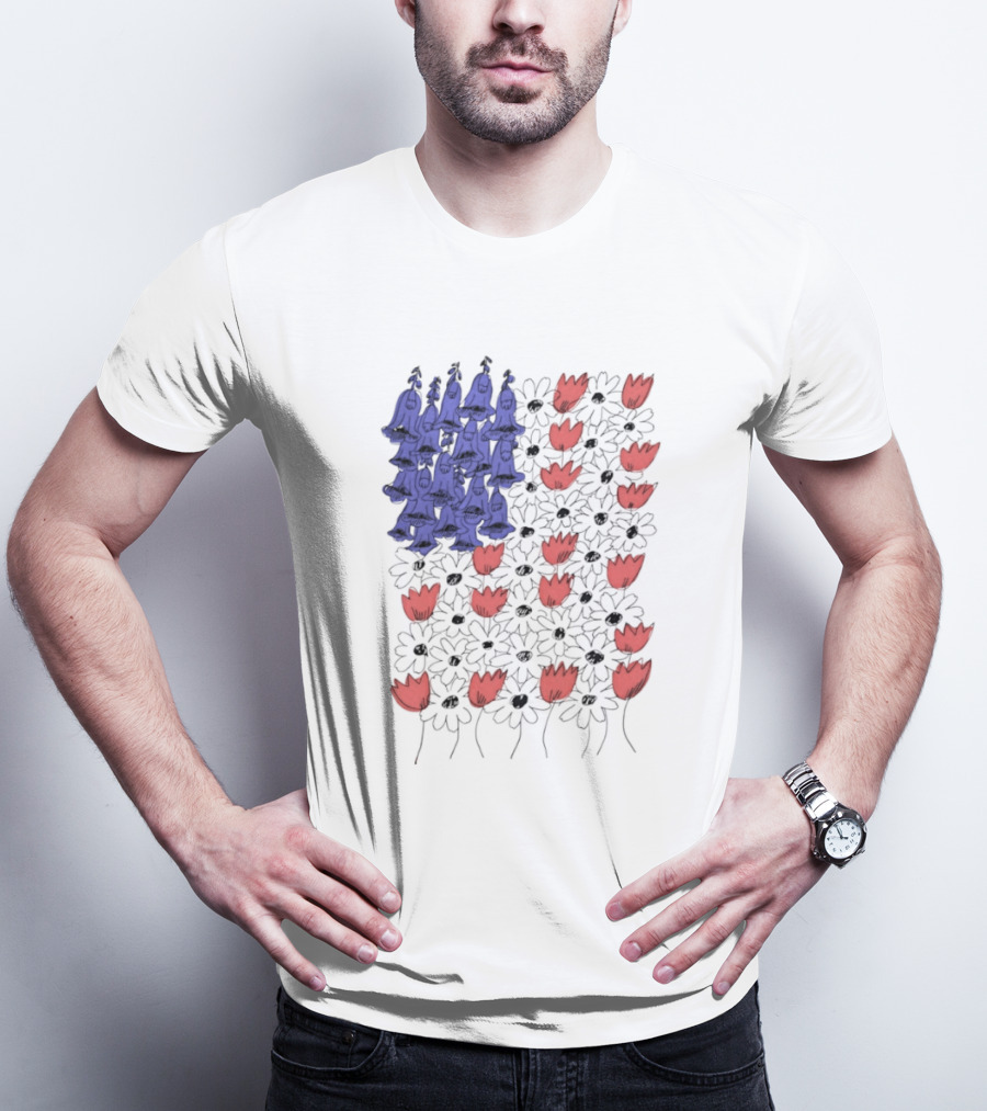 Fourth Of July Foxglove Daisy Tulip Subtle F Trump USA 250 Birthday T-Shirt