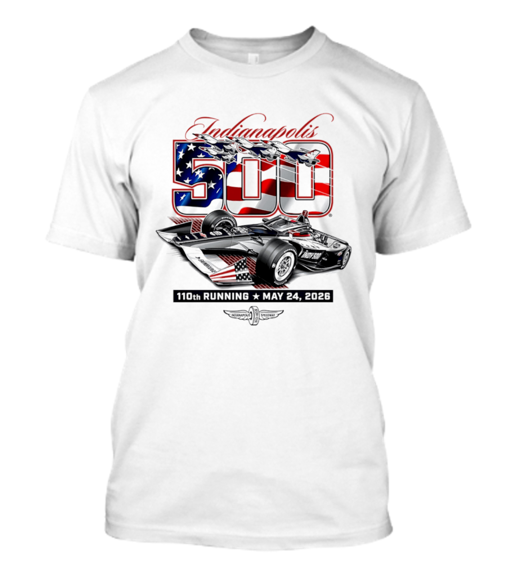 Indianapolis 500 IndyCar 110th Running May 24 2026 American Flag Racing T-Shirt