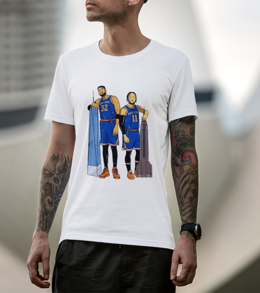 New York Knicks Jalen Brunson Karl Anthony Towns Skyline T-Shirt