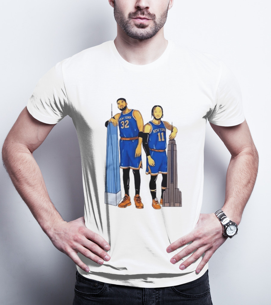 New York Knicks Jalen Brunson Karl Anthony Towns Skyline T-Shirt