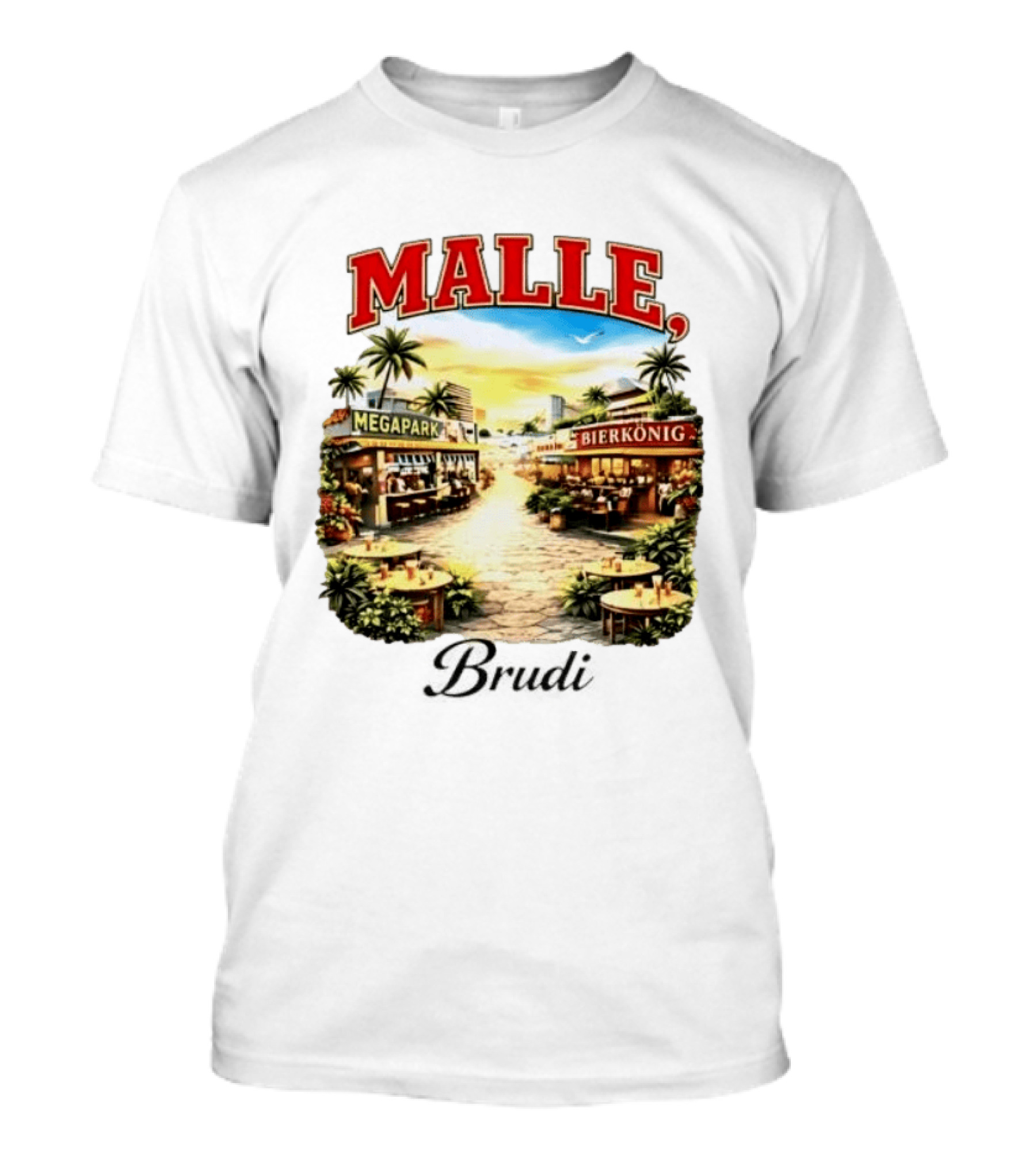 Malle Brudi Megapark Bierkönig Island Vibes Tropical Scene T-Shirt
