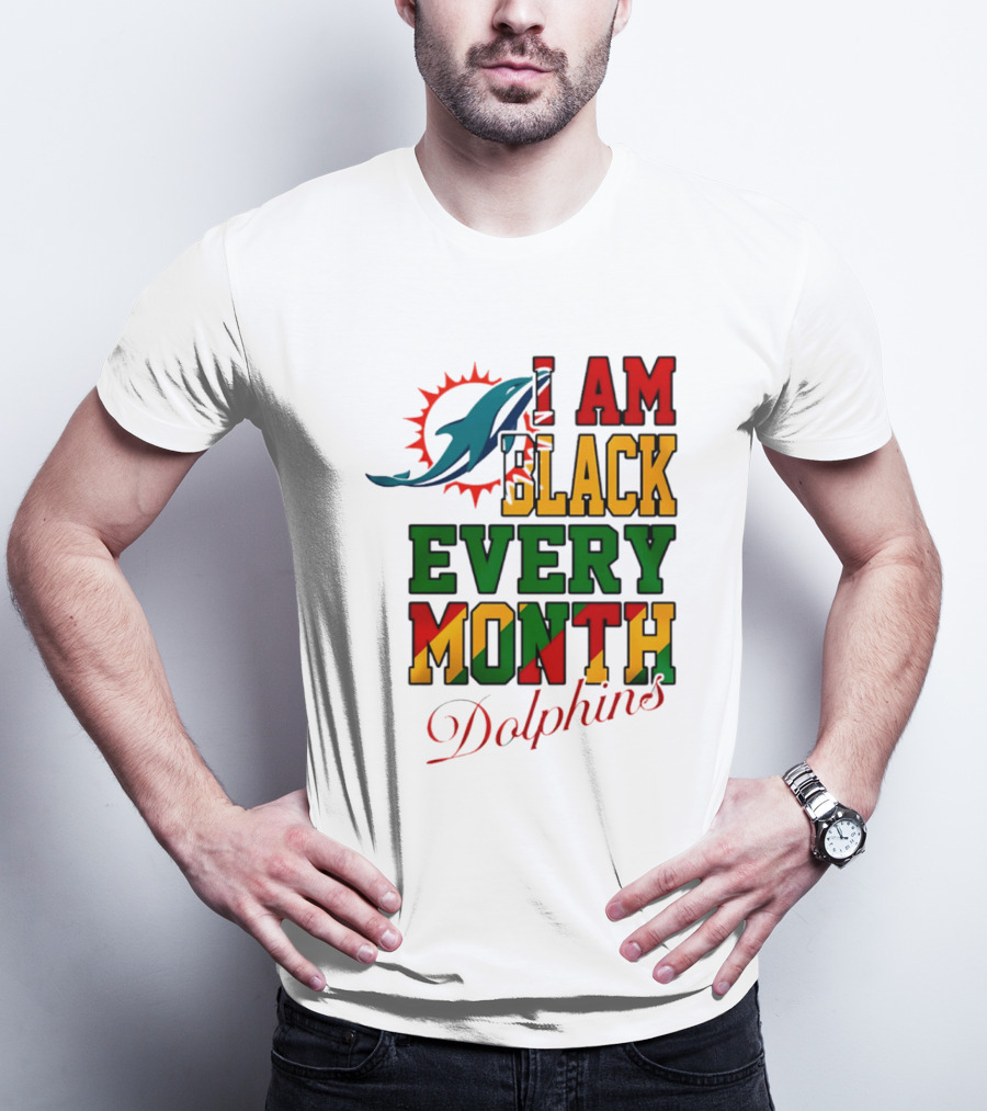 I Am Black Every Month Dolphins T-Shirt