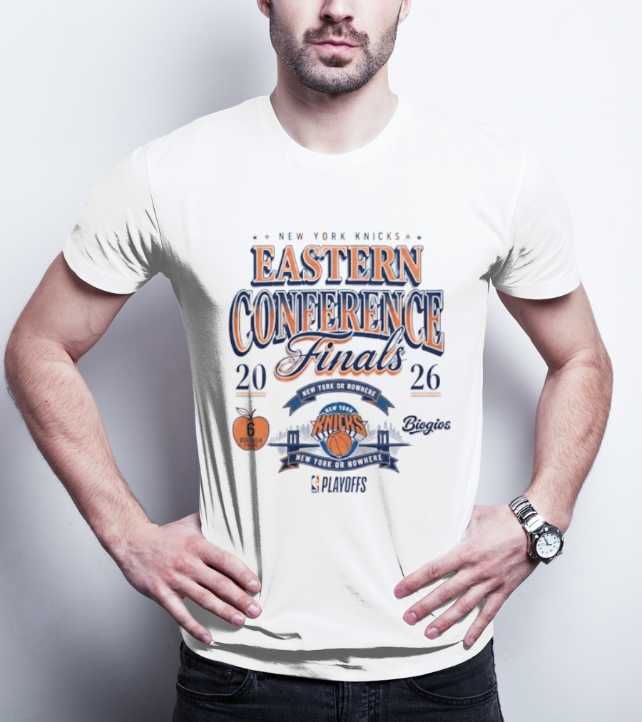 New York Knicks 2026 Eastern Conference Finals Champs Nowhere Borough 6 Playoffs Basketball Fan T-Shirt