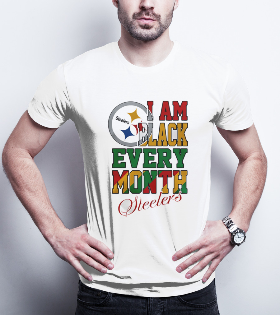 I Am Black Every Month Steelers Juneteenth T-Shirt