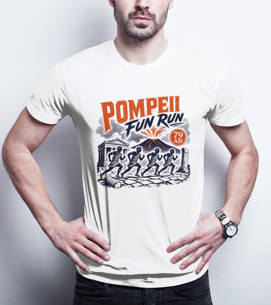 Pompeii Fun Run 79 AD Mount Vesuvius Roman Runners T-Shirt