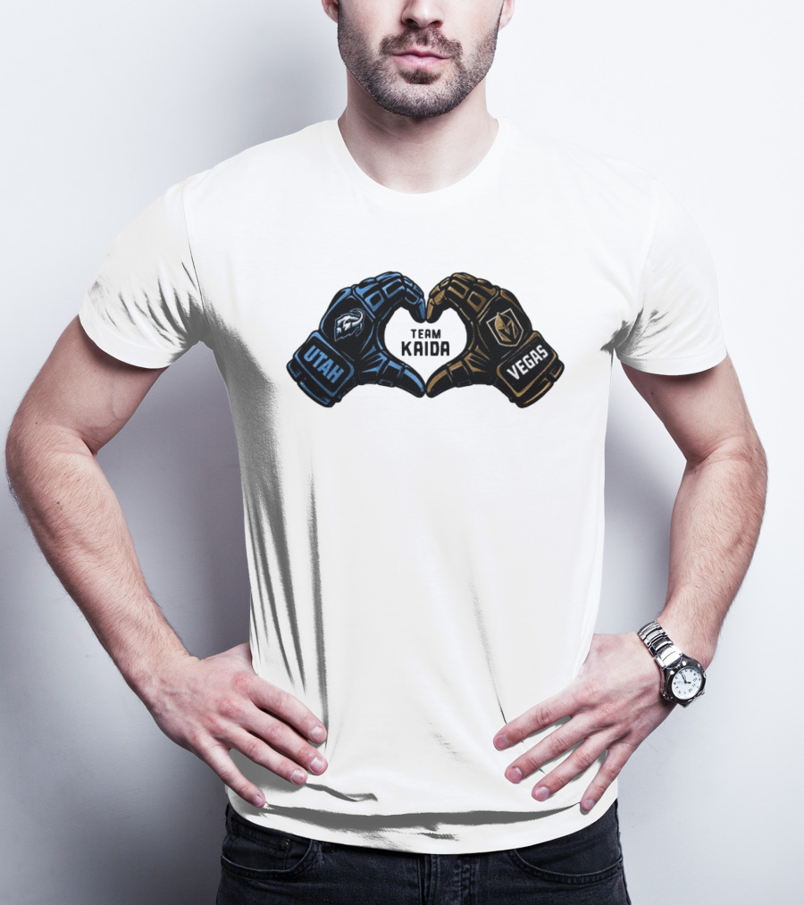 Utah Mammoth Vegas Golden Knights Team Kaida Heart Hands T-Shirt
