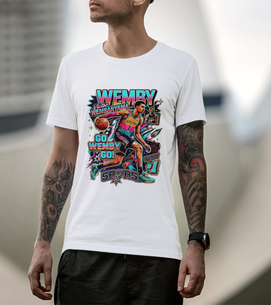 Victor Wembanyama Spurs Wemby Number 1 Go Wemby Go Basketball 2026 T-Shirt