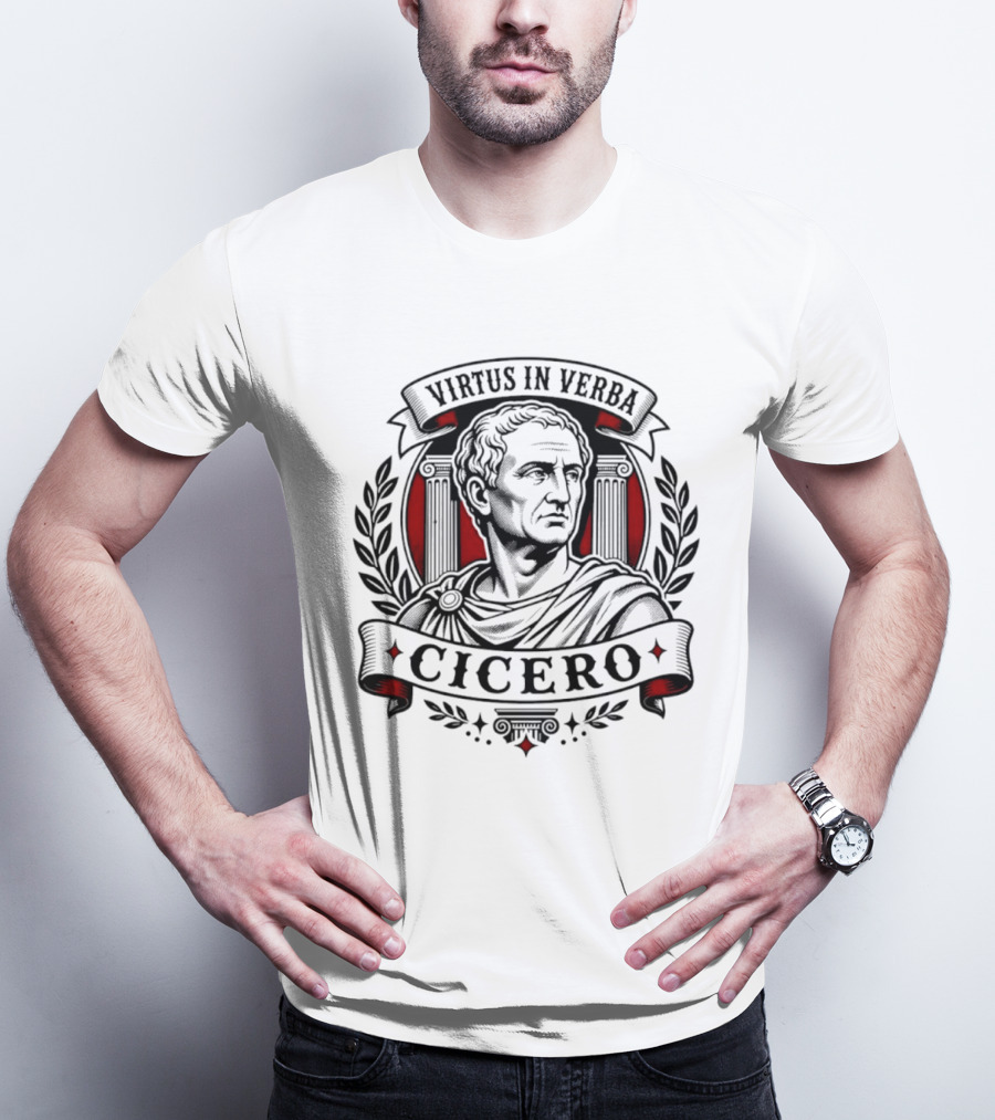 Virtus In Verba Cicero Roman Orator Laurel Columns T-Shirt