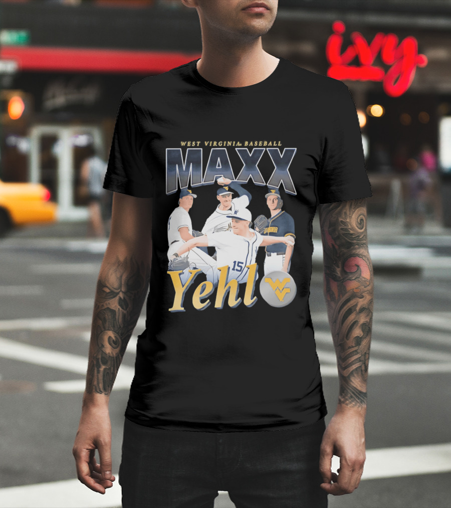 West Virginia Baseball Maxx Yehl WV Iconic Sports T-Shirt