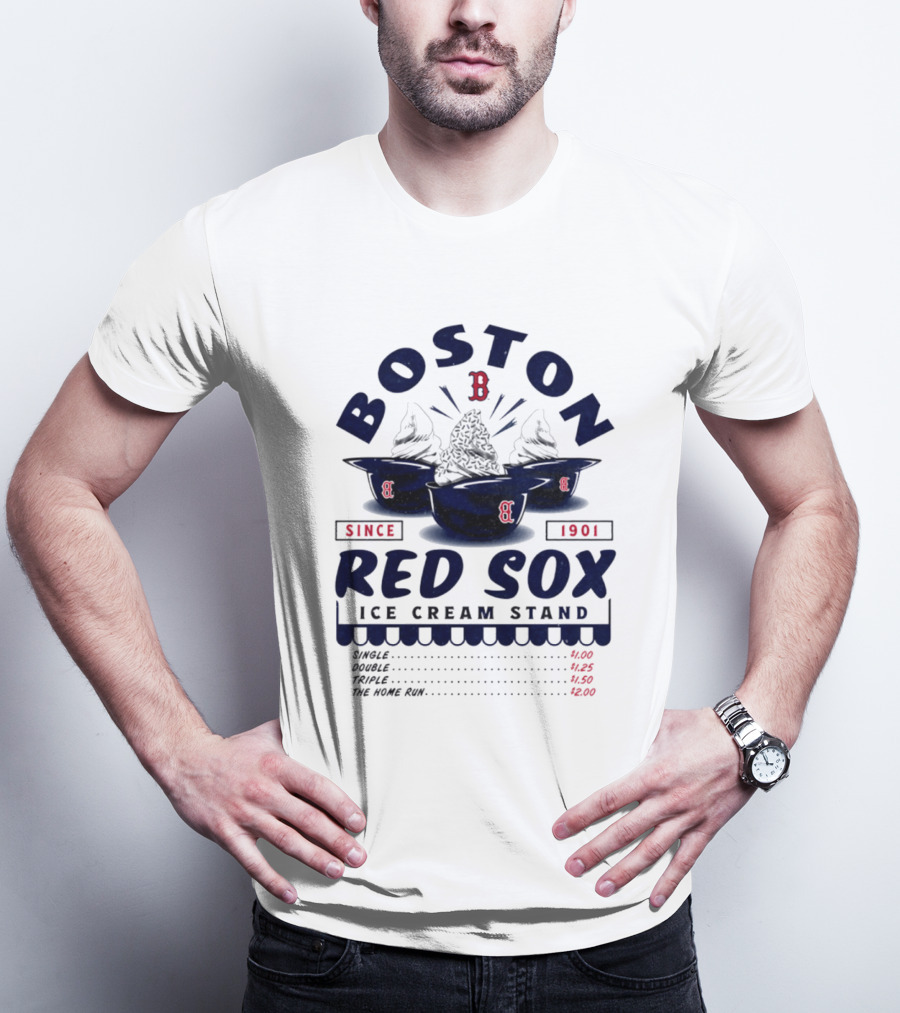 Boston Red Sox Ice Cream Stand Since 1901 Single Double Triple Home Run T-Shirt