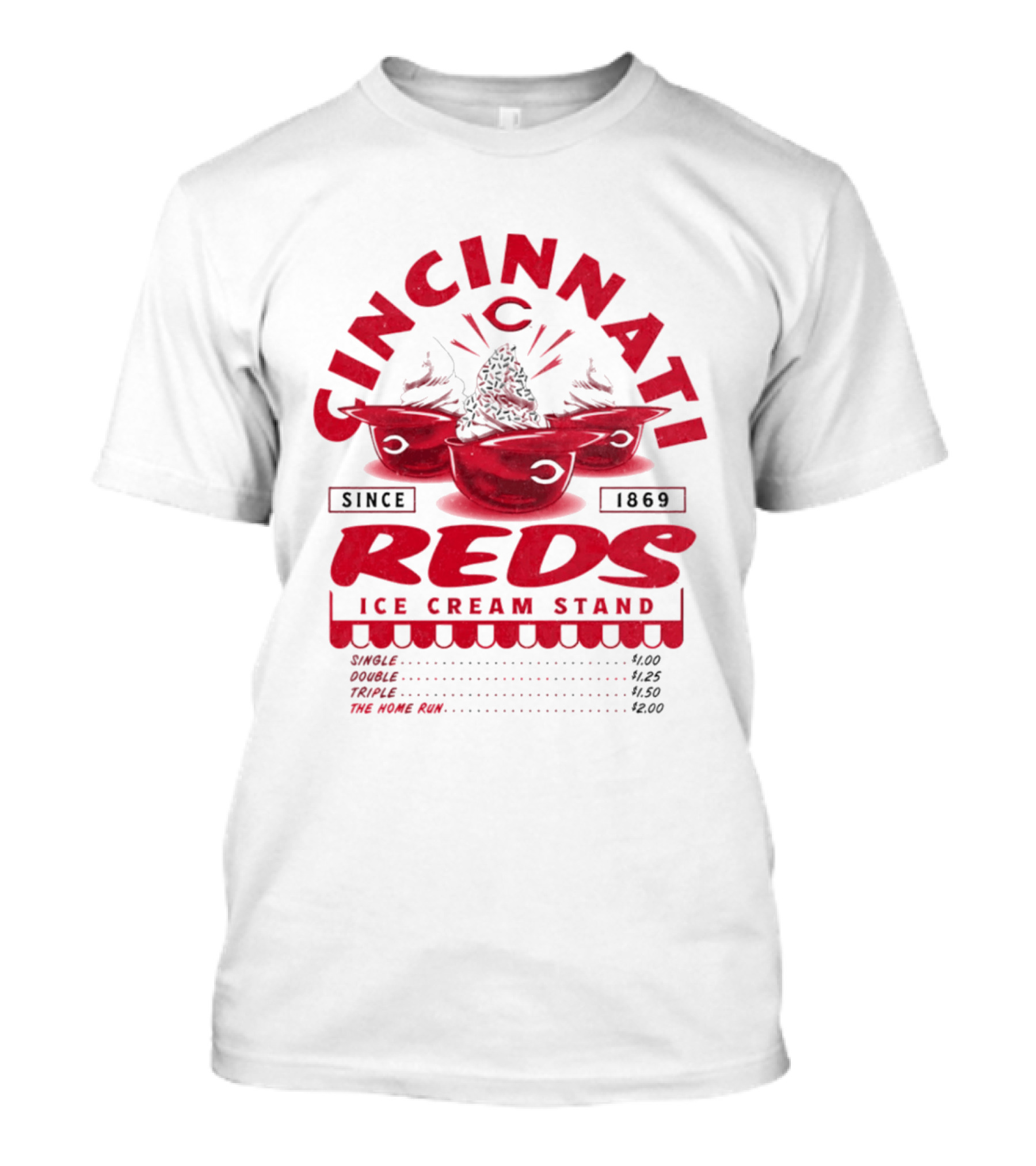Cincinnati Reds Ice Cream Stand Since 1869 Baseball Nostalgia T-Shirt