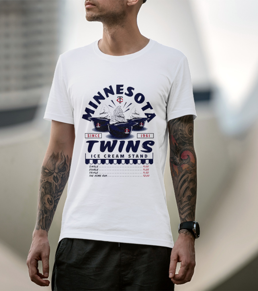 Minnesota Twins Ice Cream Stand Since 1961 Baseball Team Cups And Prices T-Shirt