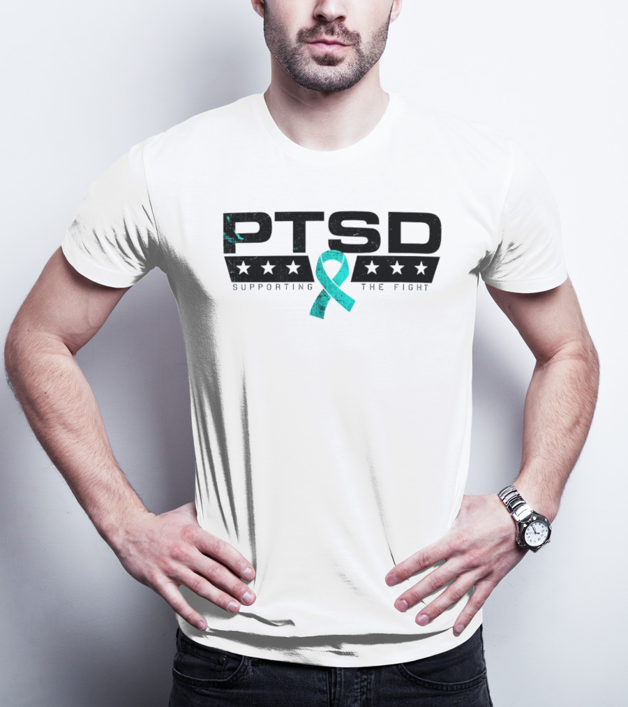 PTSD Supporting The Fight Teal Ribbon Stars T-Shirt