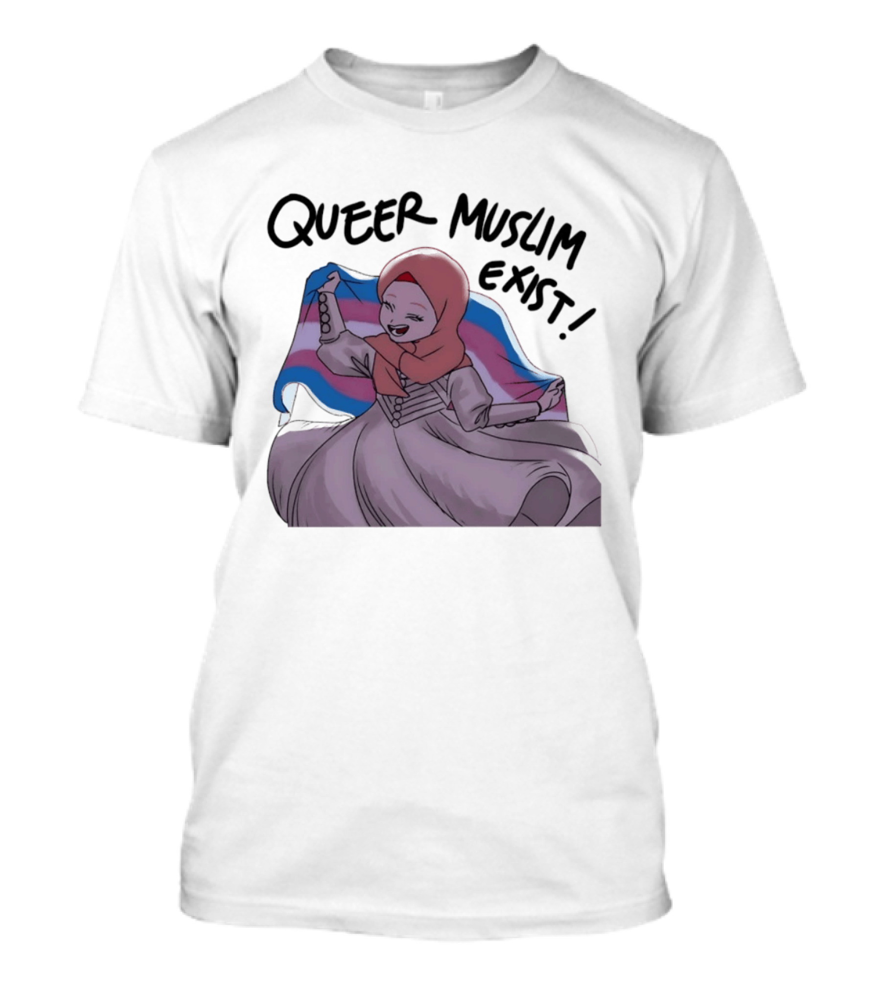 Queer Muslim Exist Transgender Flag Hijab Representation T-Shirt
