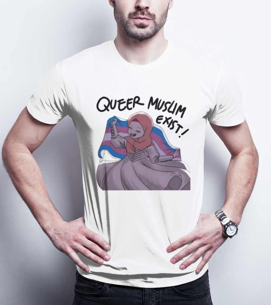 Queer Muslim Exist Transgender Flag Hijab Representation T-Shirt