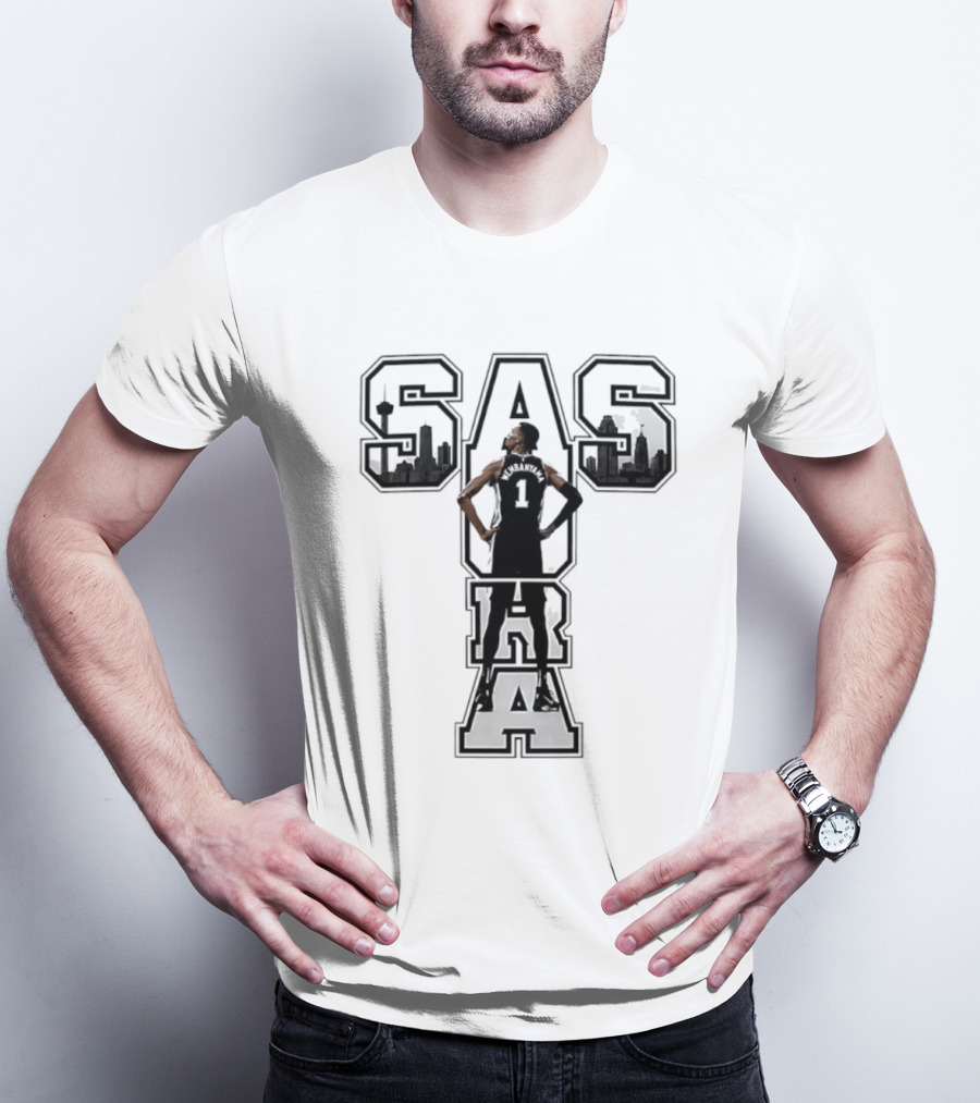 San Antonio SAS Aura Victor Wembanyama Basketball Skyline T-Shirt