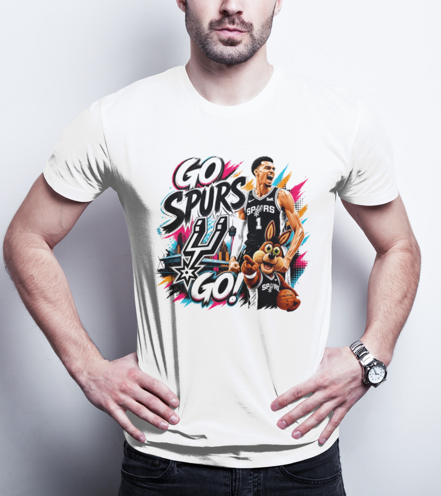 Go Spurs Go San Antonio Spurs Victor Wembanyama City Skyline T-Shirt
