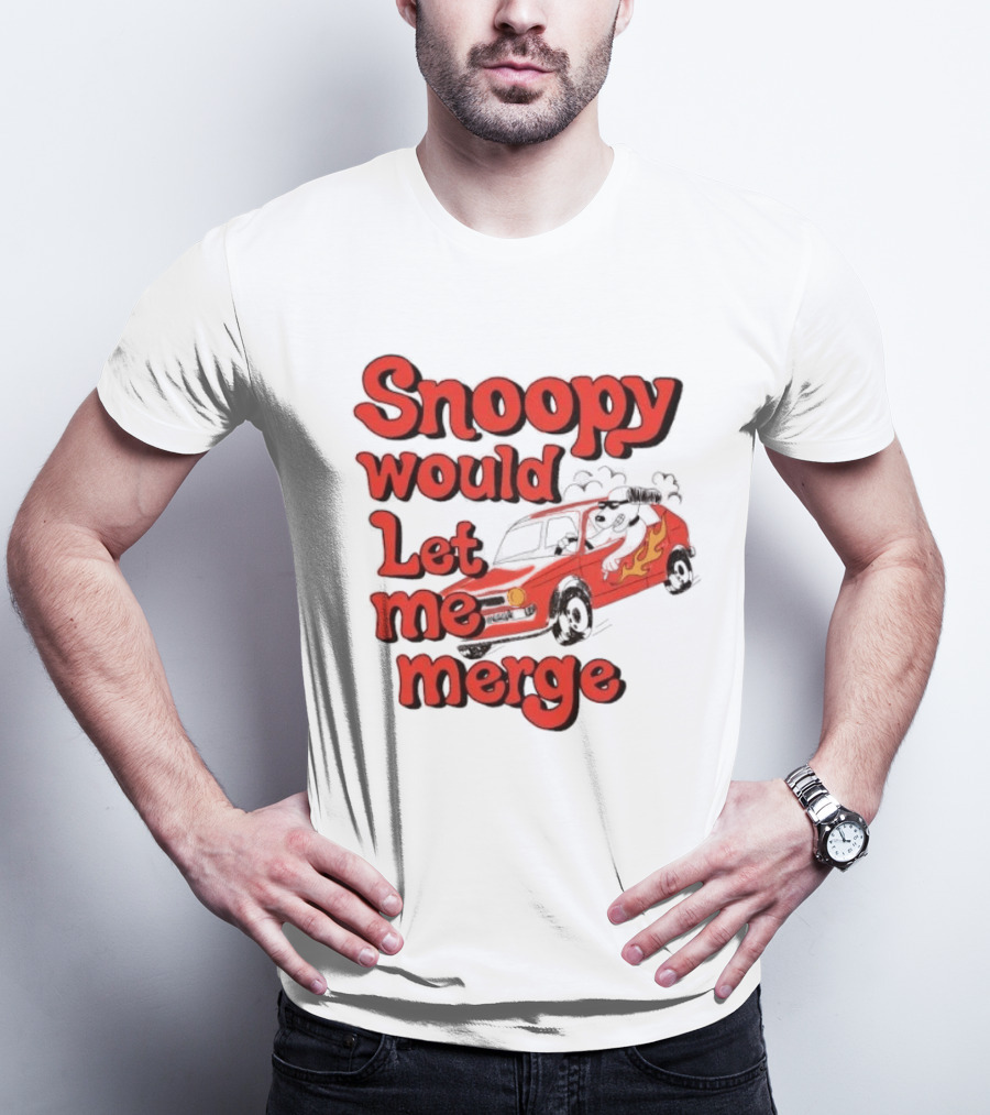 Snoopy Would Let Me Merge Car Flames T-Shirt