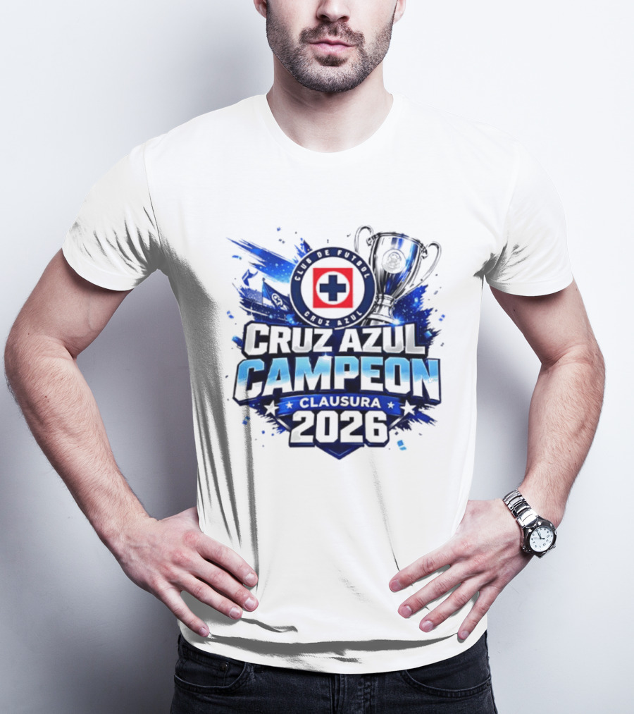 Cruz Azul Campeon Clausura 2026 Trophy Celebration T-Shirt