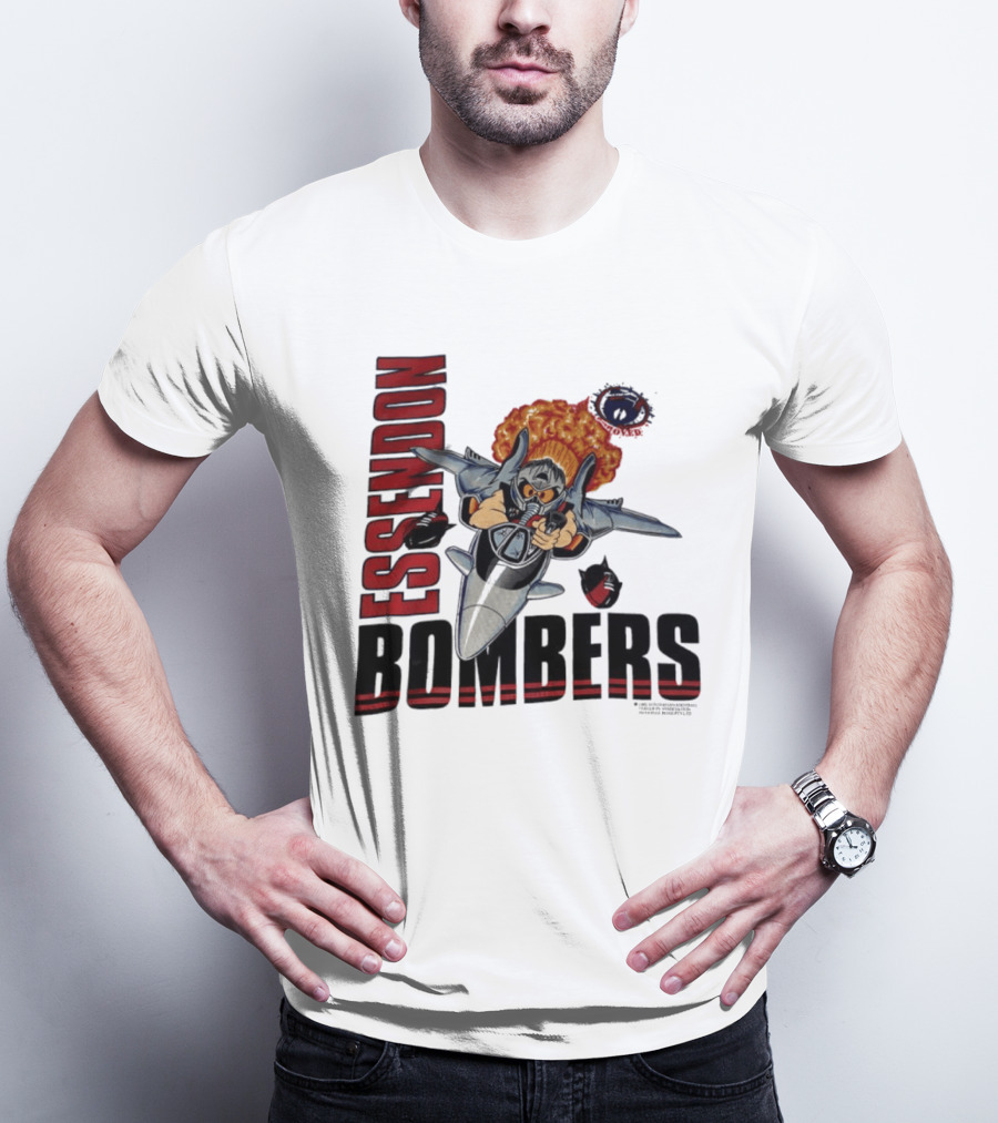 Essendon Bombers Fighter Jet Character Vintage 1992 T-Shirt