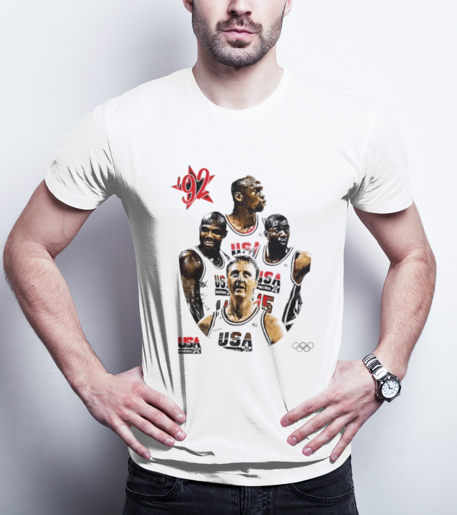 Jordan Charles Barkley Magic Johnson Larry Bird 1992 USA Basketball Dream Team T-Shirt