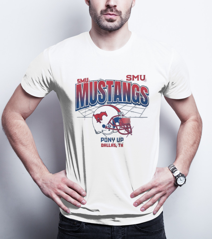 SMU Mustangs Pony Up Dallas Texas Football Helmet T-Shirt