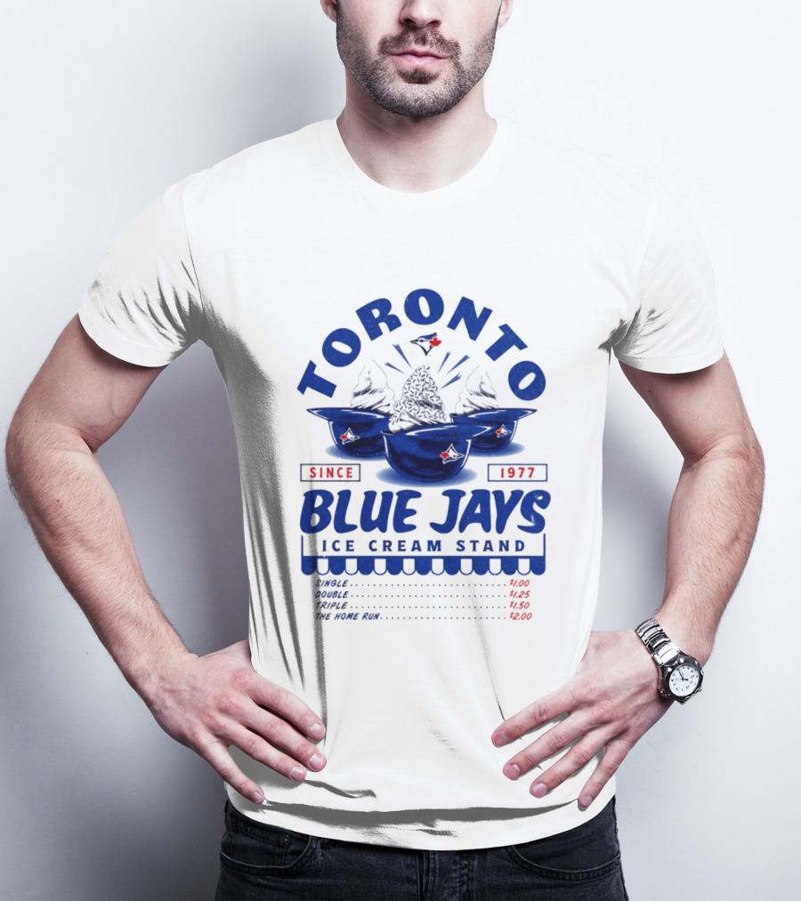 Toronto Blue Jays Ice Cream Stand Since 1977 Single Double Triple Home Run Prices T-Shirt