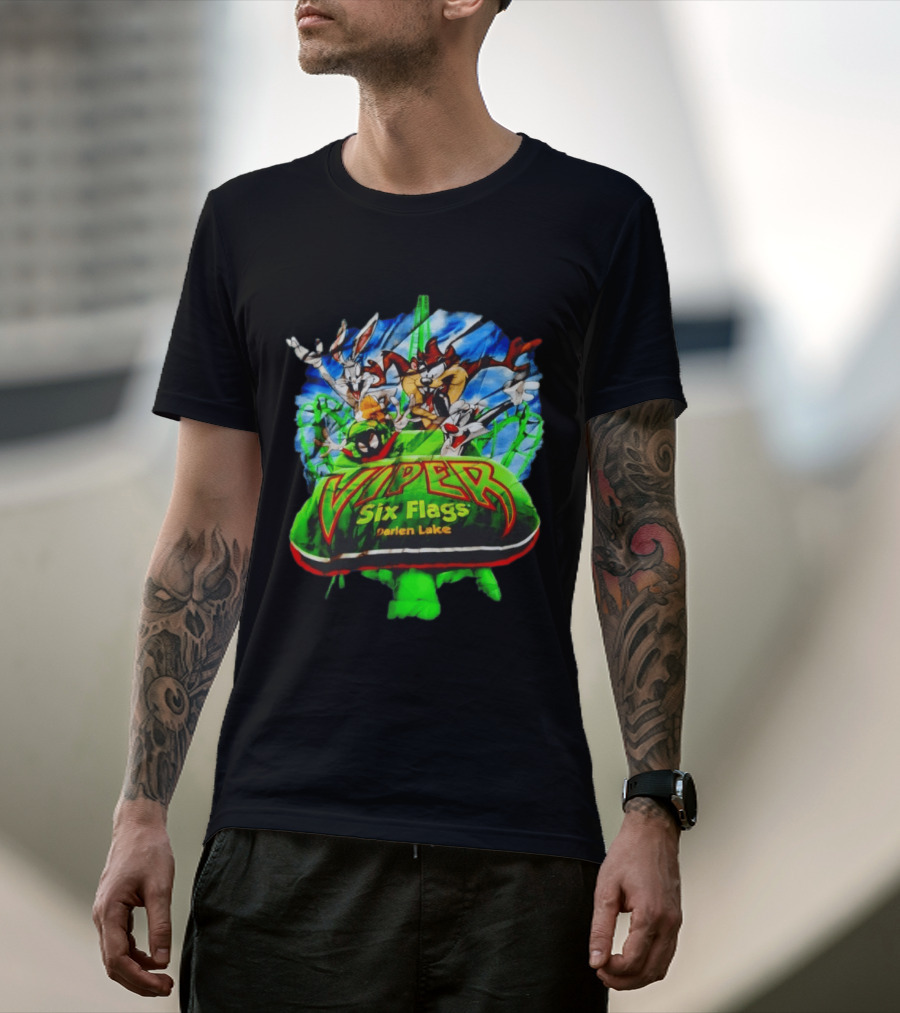 Viper Six Flags Darien Lake Looney Tunes Bugs Bunny Taz Sylvester T-Shirt