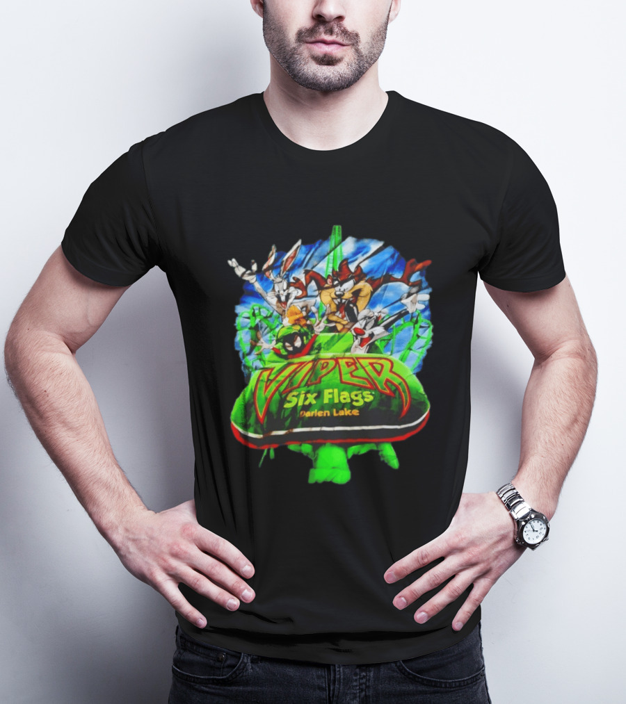 Viper Six Flags Darien Lake Looney Tunes Bugs Bunny Taz Sylvester T-Shirt