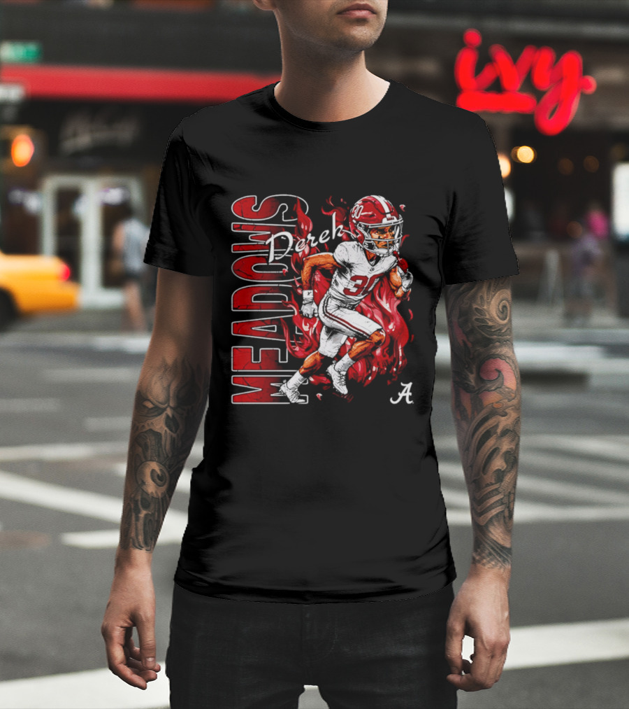 Derek Meadows Alabama Football NCAA Caricature Crimson Tide Player No. 30 T-Shirt