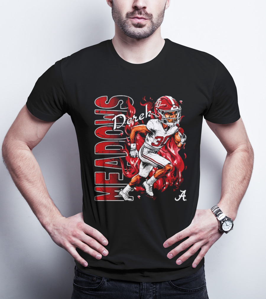 Derek Meadows Alabama Football NCAA Caricature Crimson Tide Player No. 30 T-Shirt