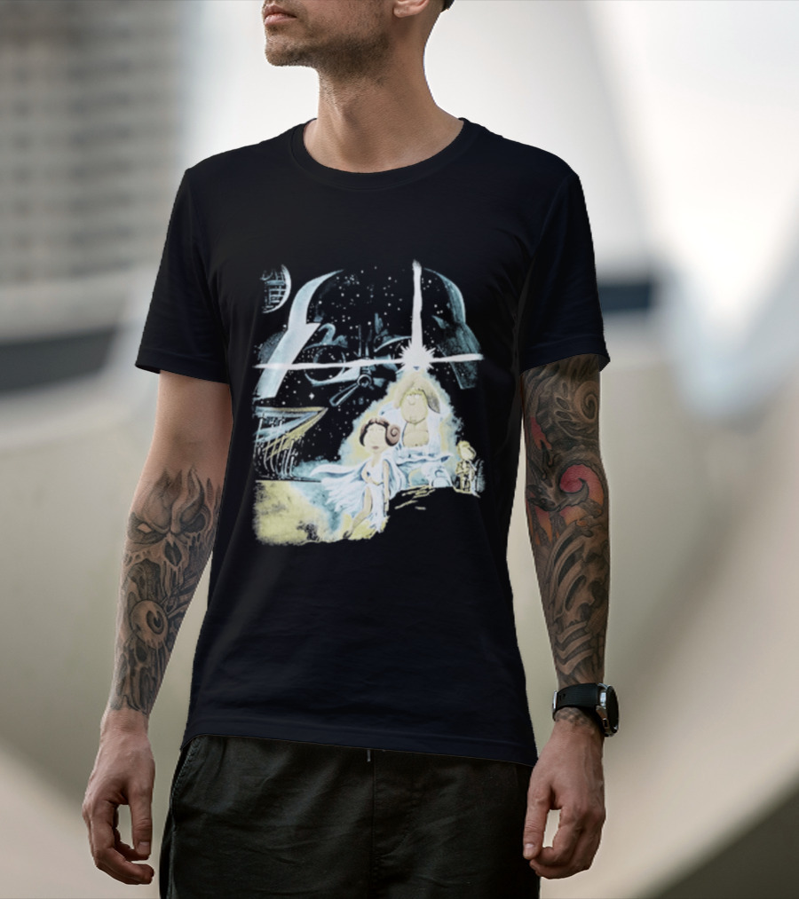 Star Wars Family Guy Princess Leia Lightsaber Spaceship Moon T-Shirt
