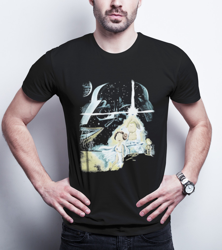 Star Wars Family Guy Princess Leia Lightsaber Spaceship Moon T-Shirt