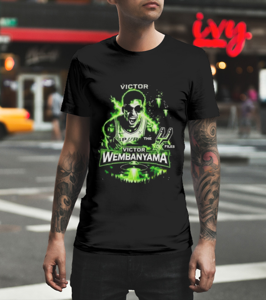 Victor Wembanyama Spurs Alien UFO Basketball 1 21 Timely Files T-Shirt