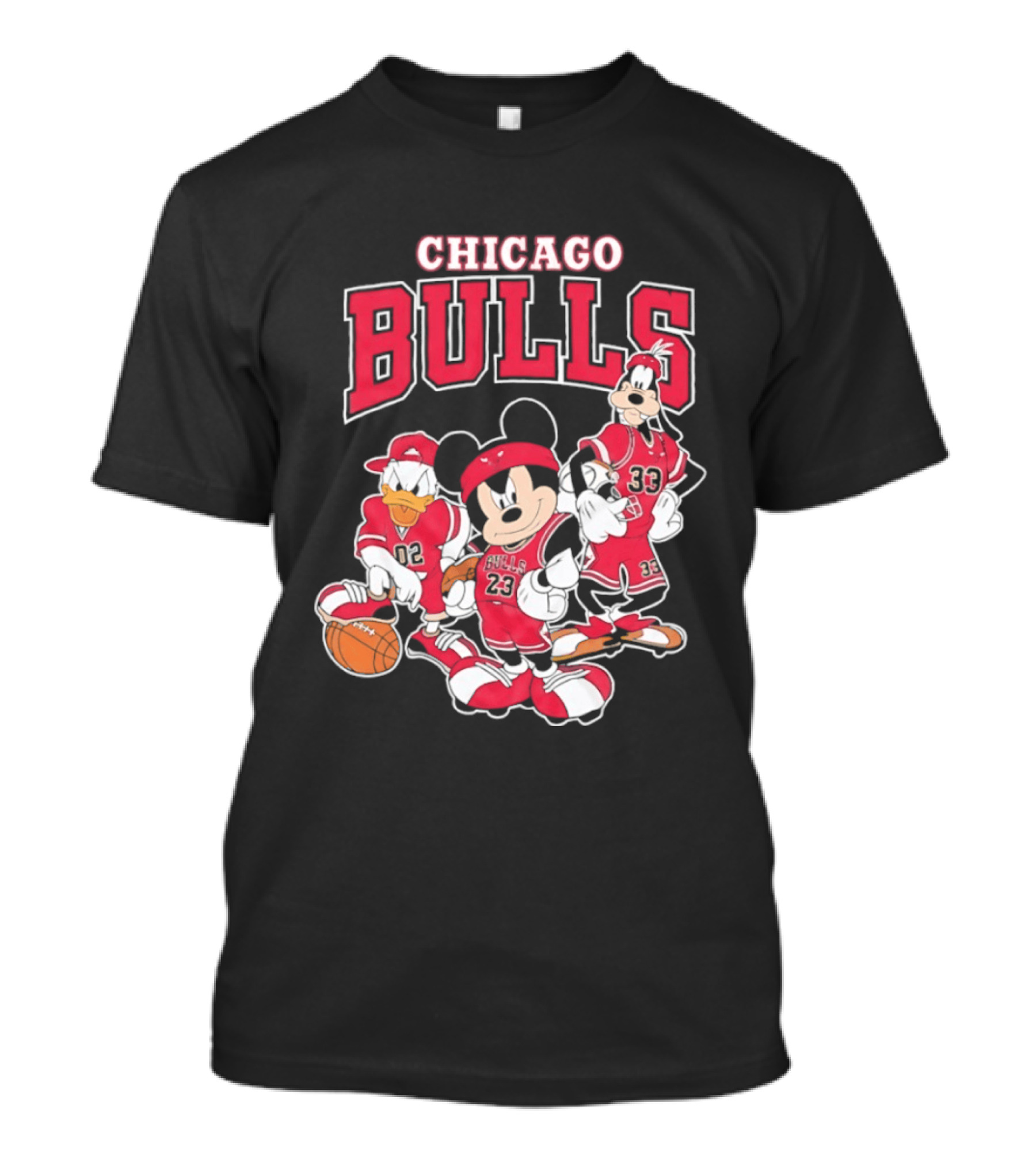 Mickey Mouse Donald Duck Goofy Chicago Bulls Jerseys Basketball T-Shirt