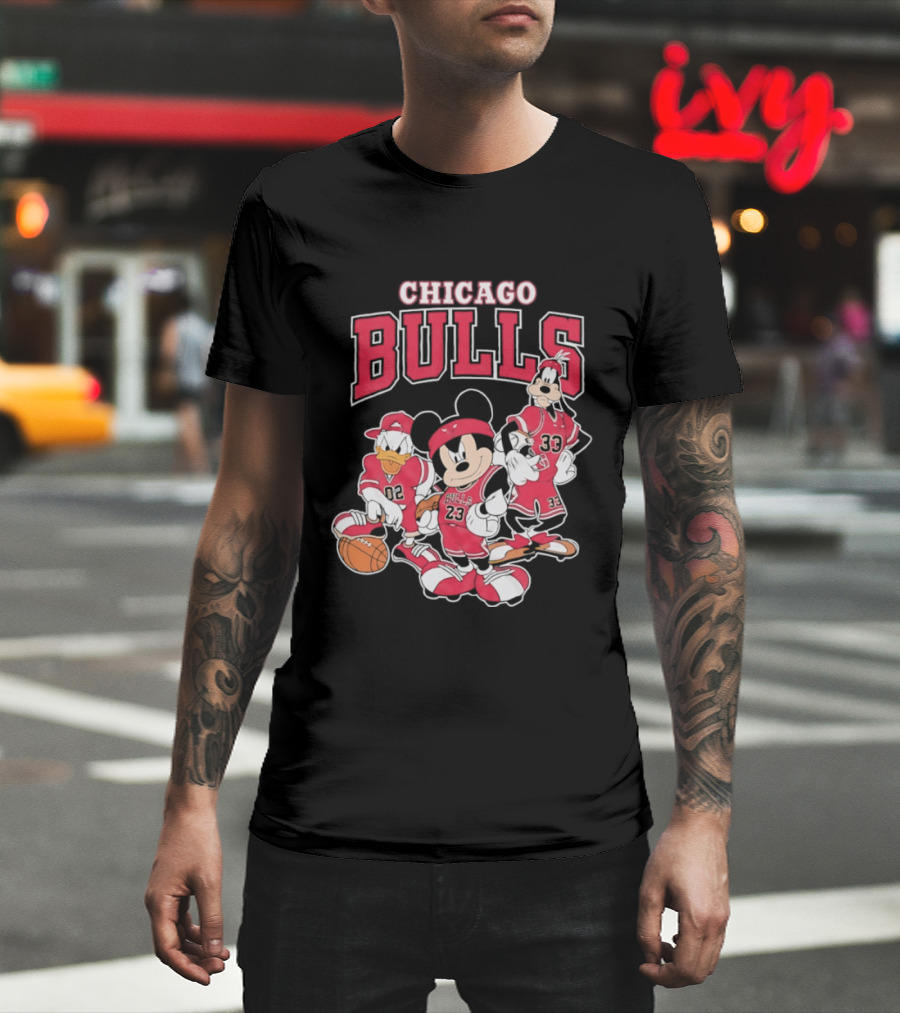 Mickey Mouse Donald Duck Goofy Chicago Bulls Jerseys Basketball T-Shirt