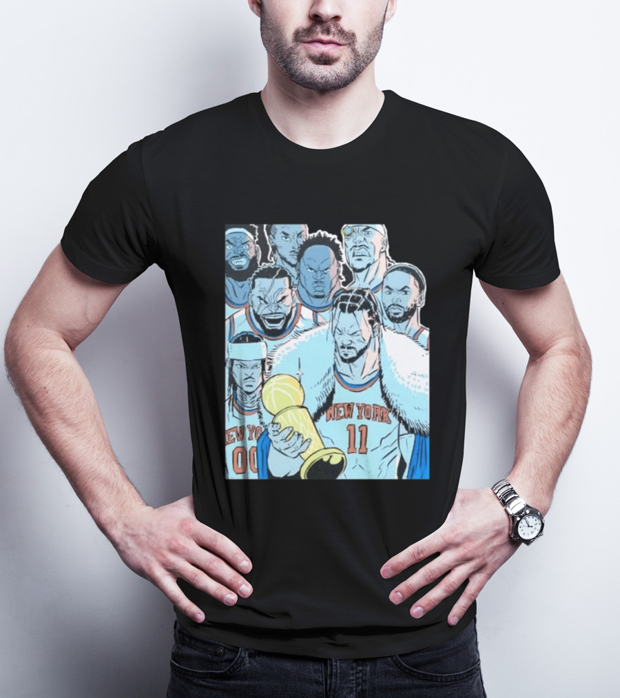 New York Knicks 2026 Invincible Indefensible Trophy Comic Style Basketball Team T-Shirt