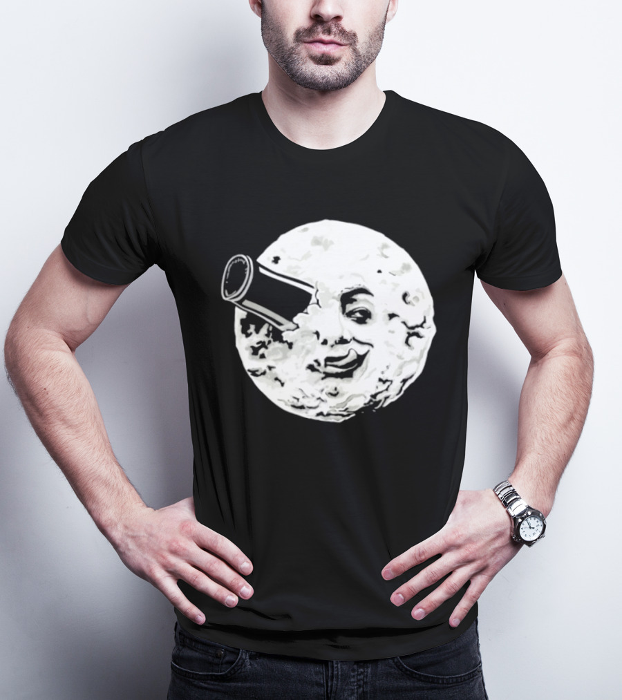 A Creamy Trip To The Moon Face Icon Rocket Classic Vintage Movie Scene T-Shirt